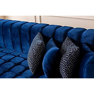 STAFFORA Sectional Sofa, Double Chaise Oversized U Shaped Couch, Ariana 7 Seater Velvet Sofa for Living Room (Blue)