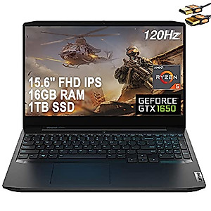 Lenovo IdeaPad 3 Gaming 15 Laptop 15.6" FHD IPS 120Hz AMD 6-Core Ryzen 5 4600H (Beats i7-8750H) 16GB RAM 1TB SSD GeForce GTX 1650 4GB Backlit USB-C Dolby Win10 Black + HDMI Cable