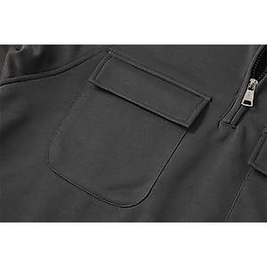 QARMAX Men Tactical Sweatshirt Quarter Zip Cargo Pullover Hoodies Workout Gym Sports Running Outdoor Winter Jackets (D,2XL)