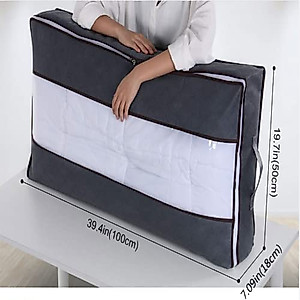 Syhmjxlmy Underbed Storage Bags Under Bed Containers Clothes Organizers with Reinforced Handles Blankets Comforters Foldable 1 Pack Gray, Large