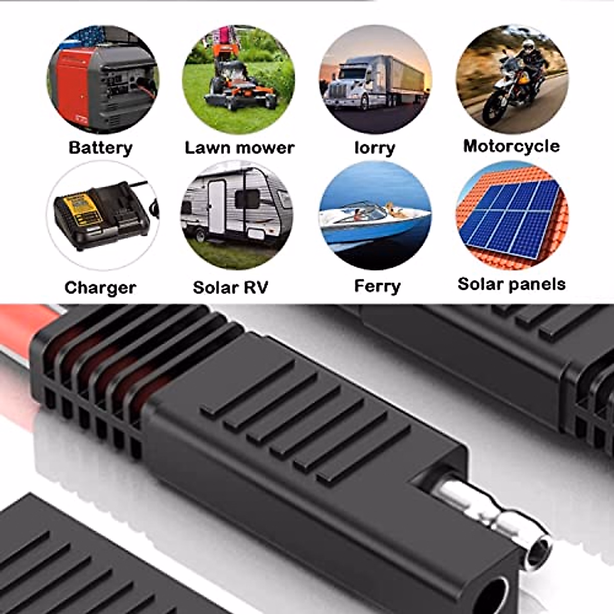 OUQYLG XT60 to SAE Adapter Extension Cable SAE to XT60 Connector Cord for Solar Generator Portable Power Station Solar Panel with SAE Polarity Reverse Adapter - 12AWG 3.3Ft/1M