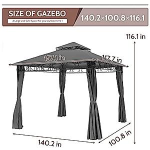 Outdoor Canopy UV Protection Gazebo Canopy Tent with 4 Sidewall for Patio Outdoor (10'x10', Grey)