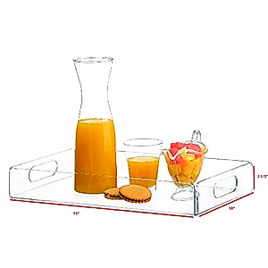Acrylic Tray Tea Tray and Coffee Table Tray Breakfast Tray Clear Acrylic Serving Tray with Handles