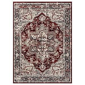 LUXE WEAVERS Moroccan Floral Vintage Red 5x7 Area Rug