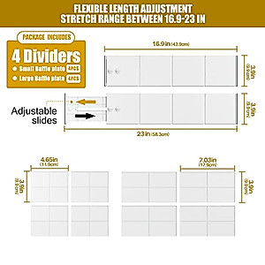 ARSTPEOE Drawer Dividers with 8 Inserts,16.9-23", Drawer Dividers for Clothes, Expandable Kitchen Drawer Organizer,Adjustable Drawer Separators for Bedroom Bathroom Dresser (4 Pack)