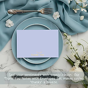 slapaflife Thank You Cards with Envelopes,20 Pack - 4x6 Inches Thank You Notes,Elegant Dusty Blue Emboss Gold Foil Pressed,Baby Shower Thank You Cards,Wedding,Formal All Occasion Cards