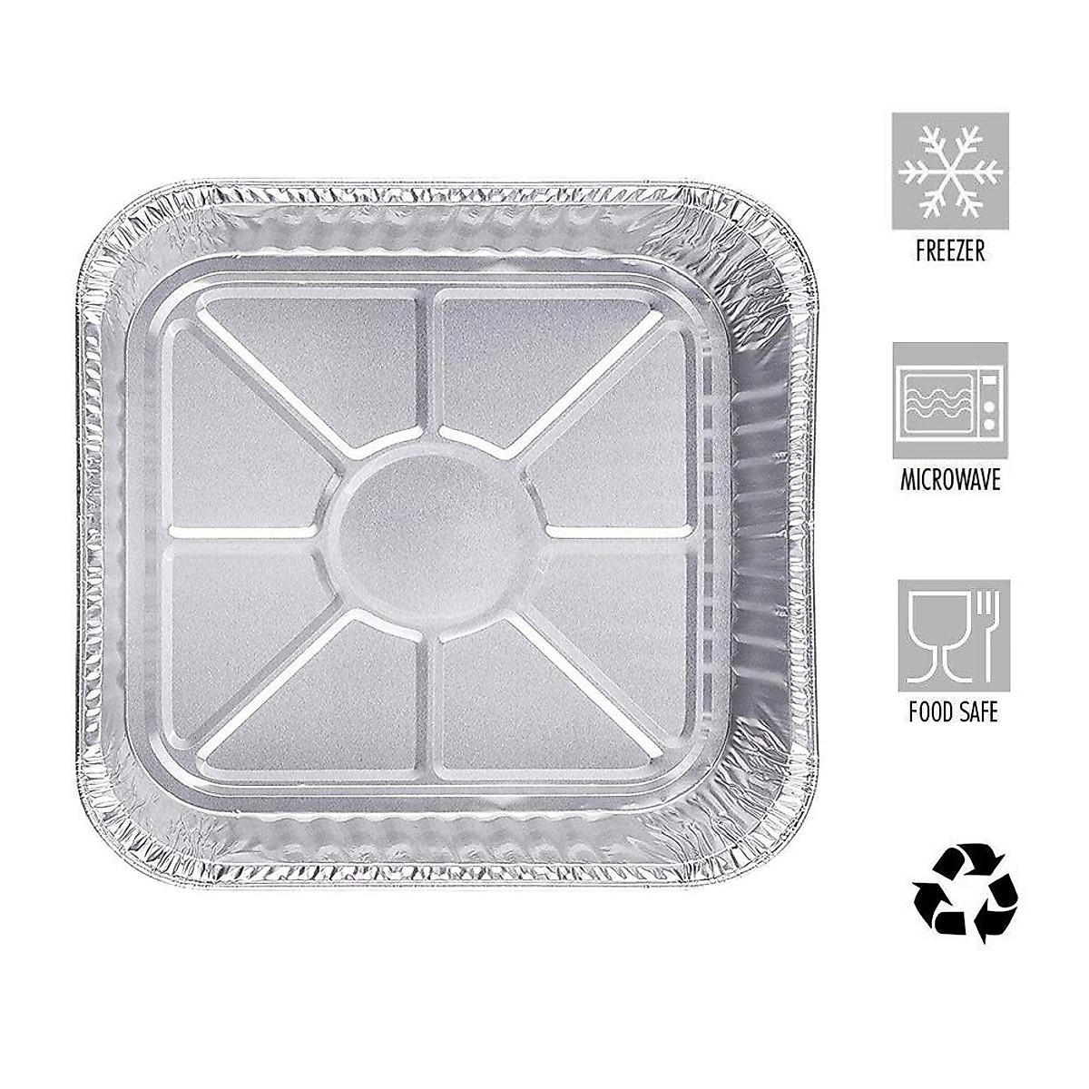 HOMEE Aluminum Pans Disposable, 8 x 8'' Square Disposable Aluminum Foil Pans Stackable Heat Resistant, (50 Pack) Disposable Foil Tray for Baking, Roasting, Broiling and Cooking, Storing, Prepping Food