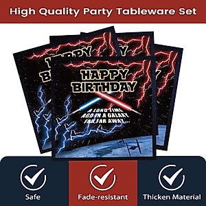 JIANNOR Star Theme Party Supplies Galaxy Wars Party Favors Decorations Plates Napkins Cups, Baby Shower Birthday Party Tableware Set Cake Table Decorations for Boys Girls 140PCS Paper Props