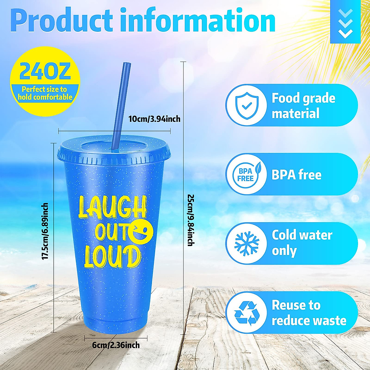 Inbagi Employee Appreciation Gift Cup Tumbler with Straw and Lid Bulk 24 oz Thank You Plastic Tumbler Water Bottle Reusable Colorful Travel Mug for Student Teacher Team Party(48 Packs)