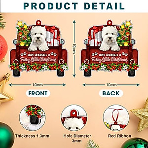 West Highland White Terrier Dog Ornaments Christmas Tree, Westie Dog Red Truck Car Aluminum Ornament (NOT 3D), Christmas Decoration 2023 for Westie Dog Lovers, Dog Mom, Dog Dad, Pet Lovers