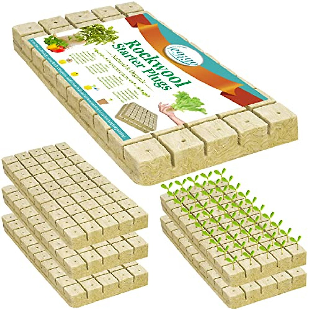 Legigo 1" Rockwool Starter Plugs- Rockwool Grow Cubes Rock Wool Seed Starters Cloning Cubes, Rock Wool Planting Cubes for Hydroponics, Cuttings, Soilless Culture, Plant Propagation (300 Plugs Total)
