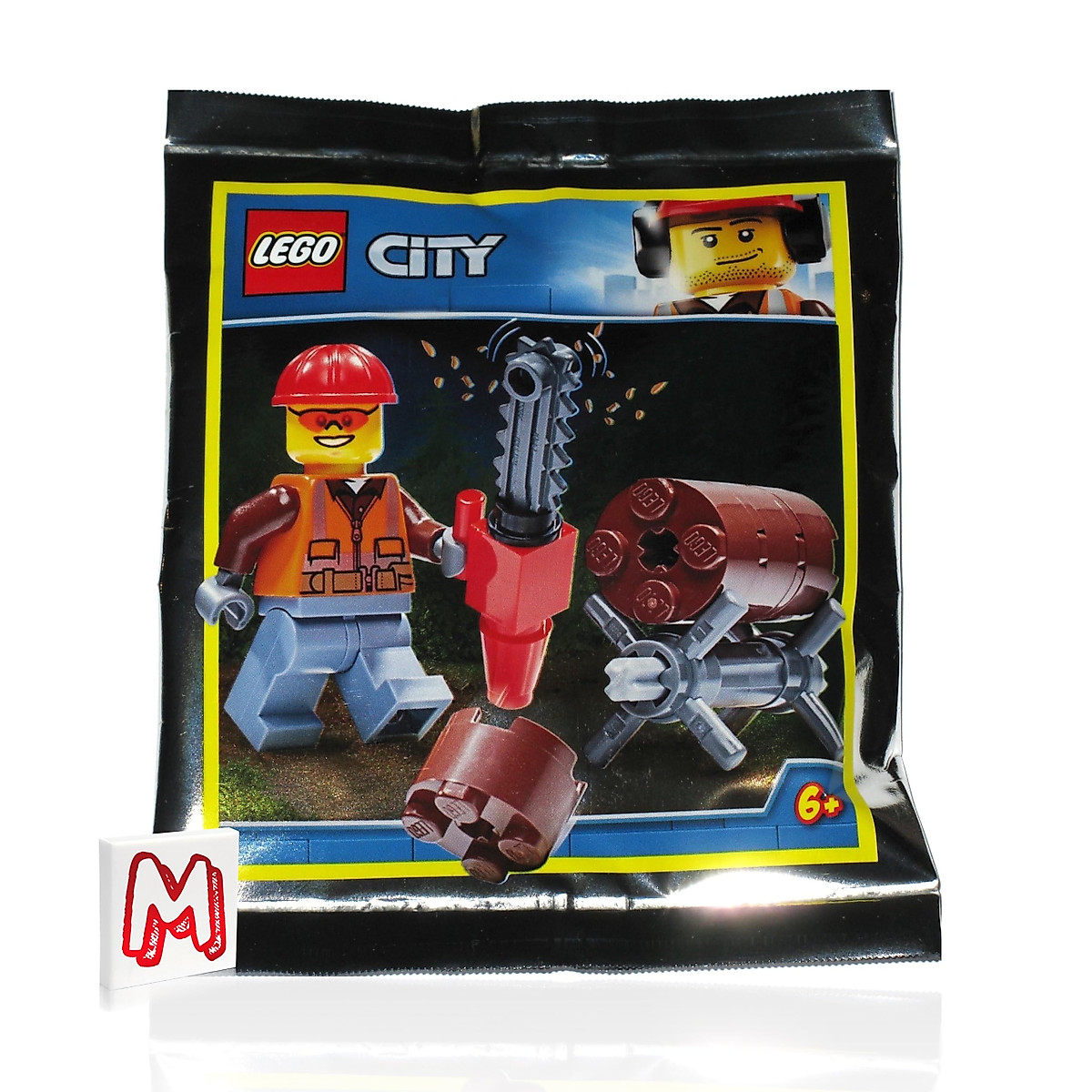 LEGO City MiniFigure - Forester Lumberjack Tree Trimmer (with Chainsaw and Tree Log)
