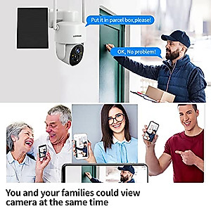 Luovisee Solar Wireless Outdoor Camera,2K Rechargeable Battery WiFi Camera,with PTZ,360 View,Motion Detection,Spotlight Colorful Night Vision,2-Way Audio,Cloud/SD Card Storage,AI Analysis