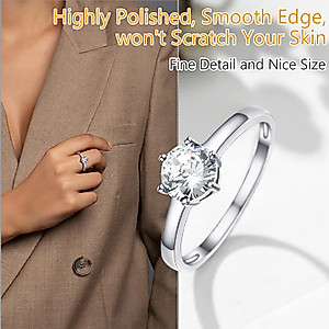 PROSILVER Sterling Silver Wedding Band Solitaire Engagement Dainty Rings For Women Size 7 Cubic Zirconia Ring