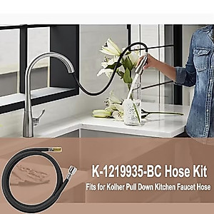 K-1219935-BC Replacemnet Hose Kit for Kohler Pull-Down Kitchen Faucet 67 inches Bright Chrome Finish Compatible with Kohler Pull-Out Kitchen Faucet Hose Replacemnet Part K-1304674-BC