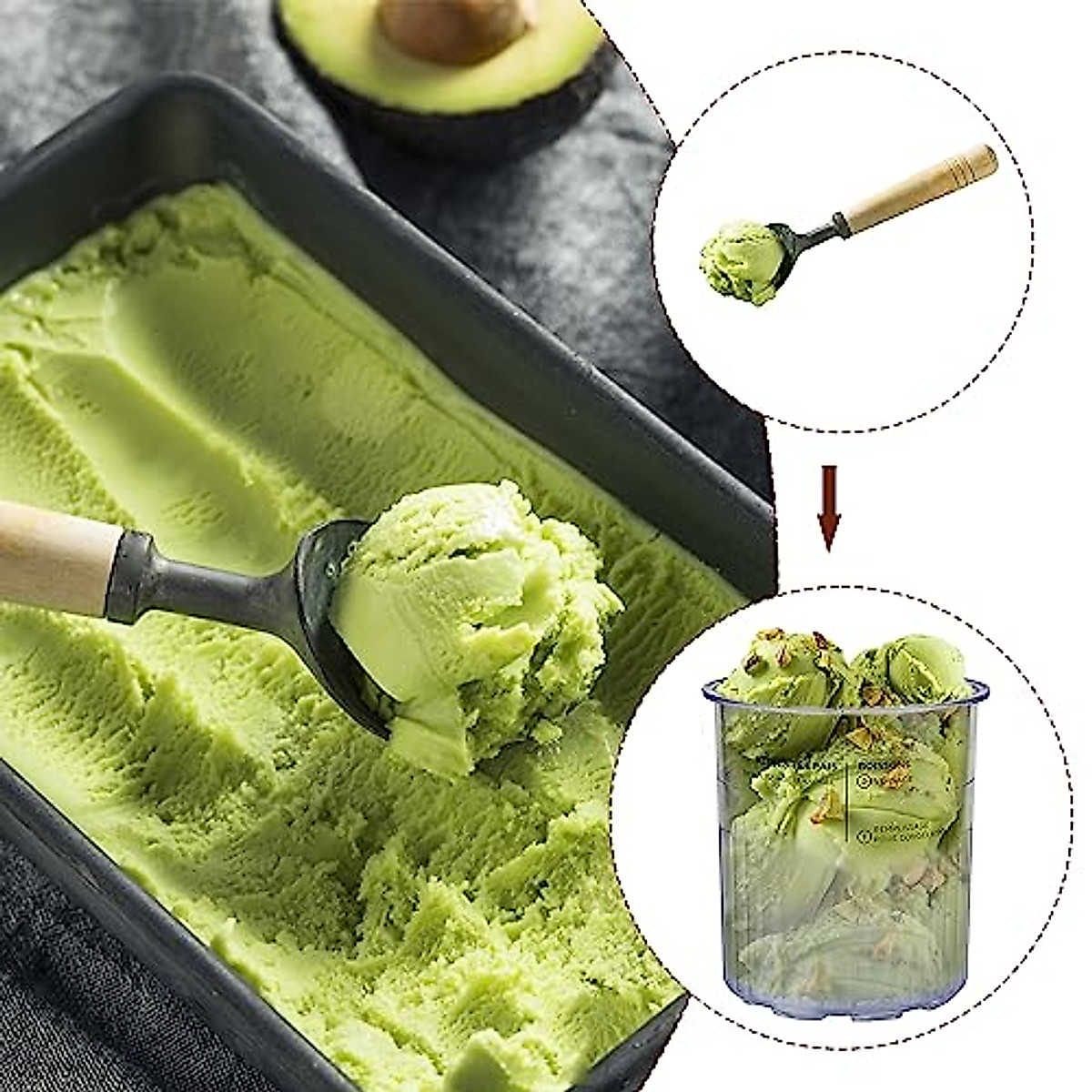 2pcs Containers Replacement for Ninja Creami Pints and Lids, Upgraded Ice Cream Tubs with Lids Compatible with NC500 NC501 Deluxe Series Ice Cream Maker, Wave Style (Green, Blue)