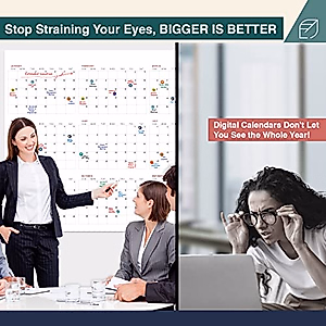 Large Dry Erase Wall Calendar - 38" x 60" - Undated Blank 2023 Reusable Yearly Calendar - Giant Whiteboard Year Poster - Jumbo Laminated 12 Month Office Calendar (Lushleaf Designs)