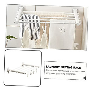 Cabilock Drying Rack Wall Mounted Drying Rack Heavy Duty Coat Hangers Collapsible Hangers Towels Drying Rack Metal Hanger Laundry Drying Rack Drying Coat Hanger Clothing Drying Rack White