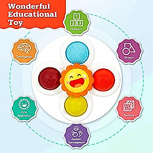 3Pcs Suction Cup Spinner Toys,Baby Spinners Toy,Push Bubble Sensory Rotating Fun,Bathing, Anxiety, Dining, Sensory Toy for Girls Boys