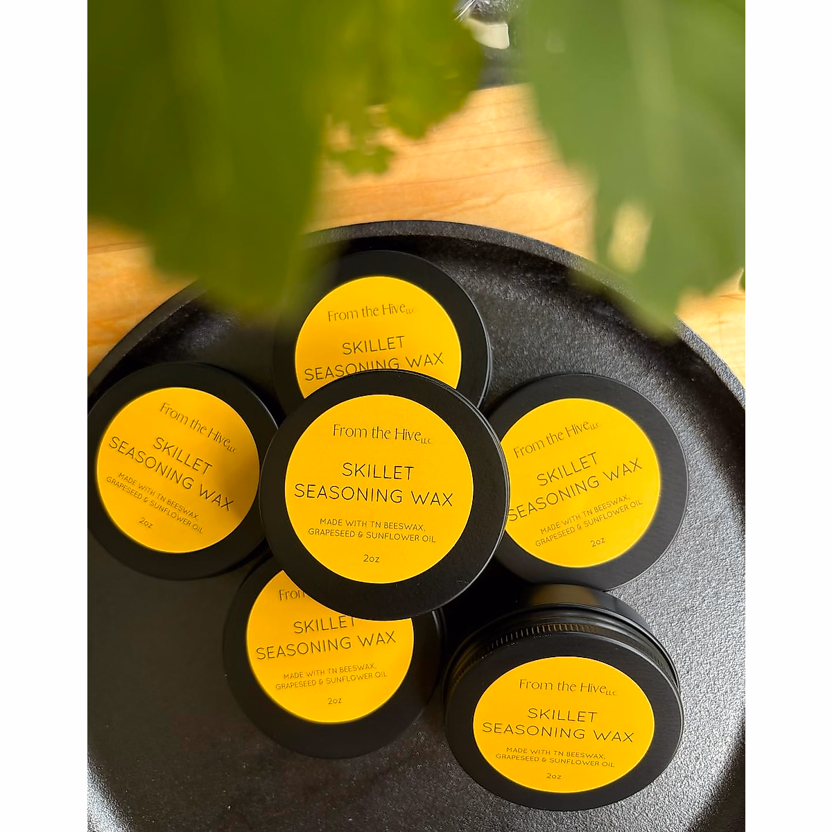From the Hive LLC Cast Iron & Carbon Steel Seasoning Wax - Mother/Daughter Owned - Made in the USA with TN Beeswax & Non-Fibrous Oils