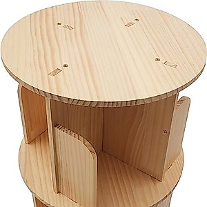 GNJINX Rotating Bookshelf, 6 Tier Solid Wood 360 Display Floor Standing Bookcase Storage Rack, Free Standing Wood Bookcases for Kids&Adults Multi-Functional Bookshelf Organizer(6 Tier)