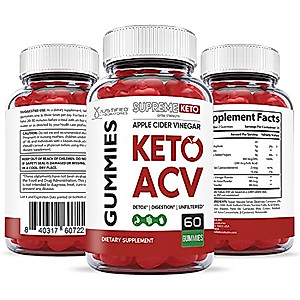 Justified Laboratories (3 Pack) Supreme Keto ACV Gummies 1000MG with Pomegranate Juice Beet Root B12 180 Gummys