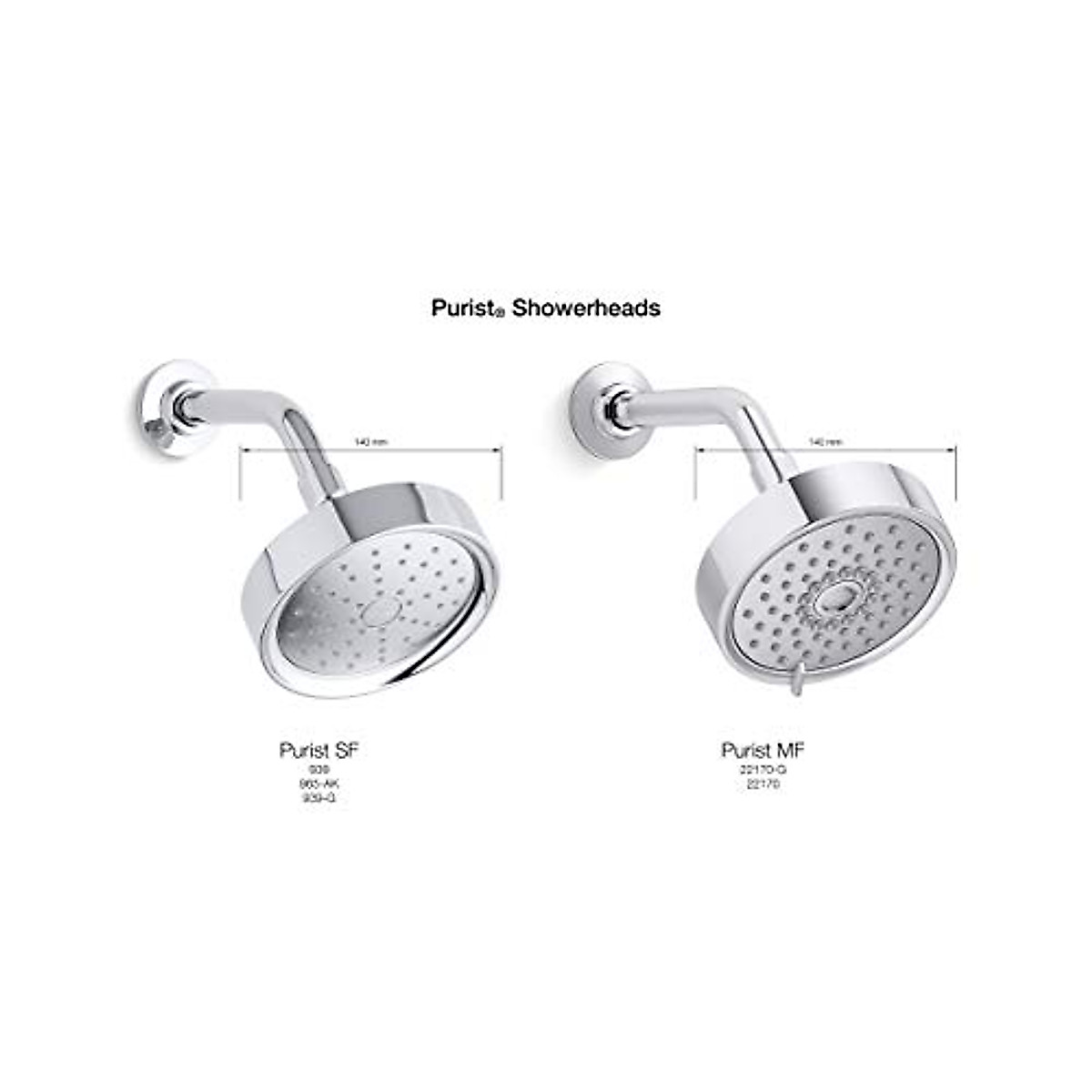 KOHLER 22170-CP Purist Multifunction Showerhead, Wall-Mount Showerhead with Three Sprays, 2.5 GPM, Polished Chrome