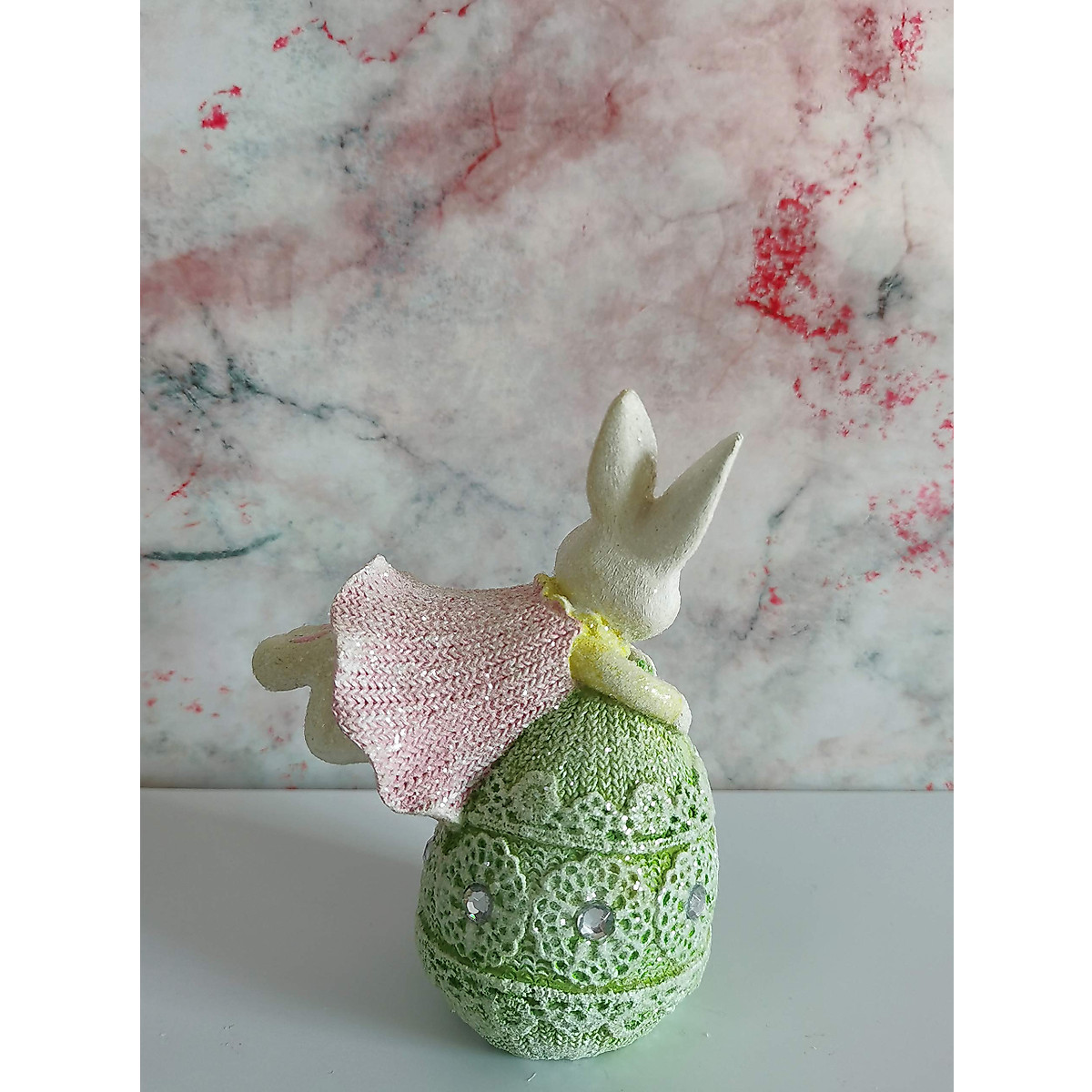 LEFOUND Easter Accessories Easter Rabbit Figurine Spring Decor for Home,Polyresin,Pink