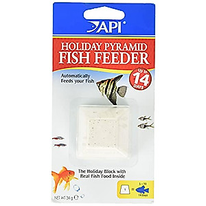 API VACATION PYRAMID FISH FEEDER 14-Day 1.2-Ounce Automatic Fish Feeder, Whites & Tans
