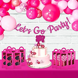 12 Hot Pink Party Favor Boxes 90s Doll Pink Girls Birthday Gift Gable Treat Box Candy Goodie Tall Gable Window Box for Pink Girl Princess Birthday Wedding Bridal Shower Bachelorette Decorations