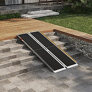 ORFORD Non Skid Wheelchair Ramp 6FT, Threshold Ramp with an Applied Slip-Resistant Surface, Portable Aluminum Foldable Mobility Scooter Ramp, for Home, Steps, Stairs, Doorways, Curbs