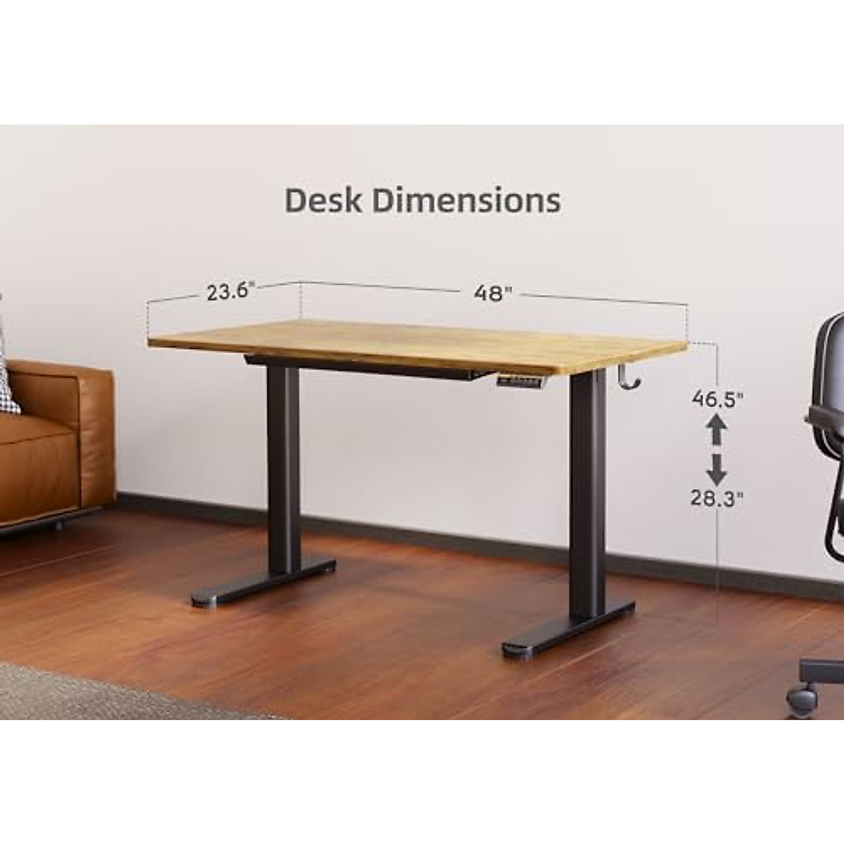 Claiks Standing Desk with Drawers, Stand Up Electric Standing Desk Adjustable Height, Sit Stand Desk Computer Workstation, 48 Inch, Rustic Brown