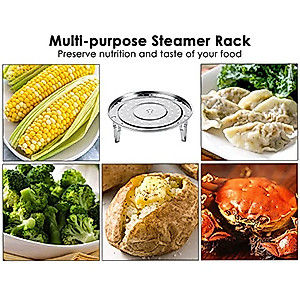 Steamer Rack 8.5 Inches 304 Stainless Steel Steaming Rack Steam Tray with Removable Legs for Steamer Cookware Instant Pressure Cooker Multi-functional Steamer Basket