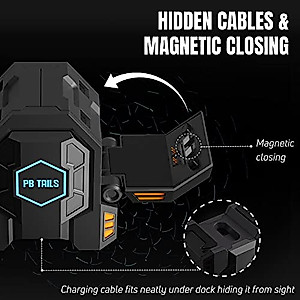 PB Tails Metal LED PS5 Charging Dock - Compact PlayStation Controller Charger for Sony PS5 Controller, 2H Fast Dual Charging PS5 Docking Station Hides Messy Cables - Premium Black PS5 Controller Dock