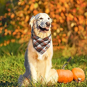Malier 2 Pack Fall Dog Bandana Halloween Thanksgiving Plaid Dog Bandanas, Holiday Pet Reversible Scarf Bibs Accessories Costumes for Small Medium Large Dogs and Cats