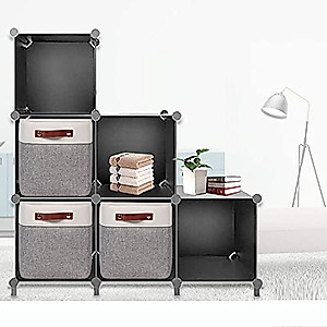 Kntiwiwo Fabric Storage Cubes 10.5”x10.5”x11” Cube Storage Bins for Closet Organizers and Storage Shelves Foldable Storage Bin with Handles, Set of 6, Grey