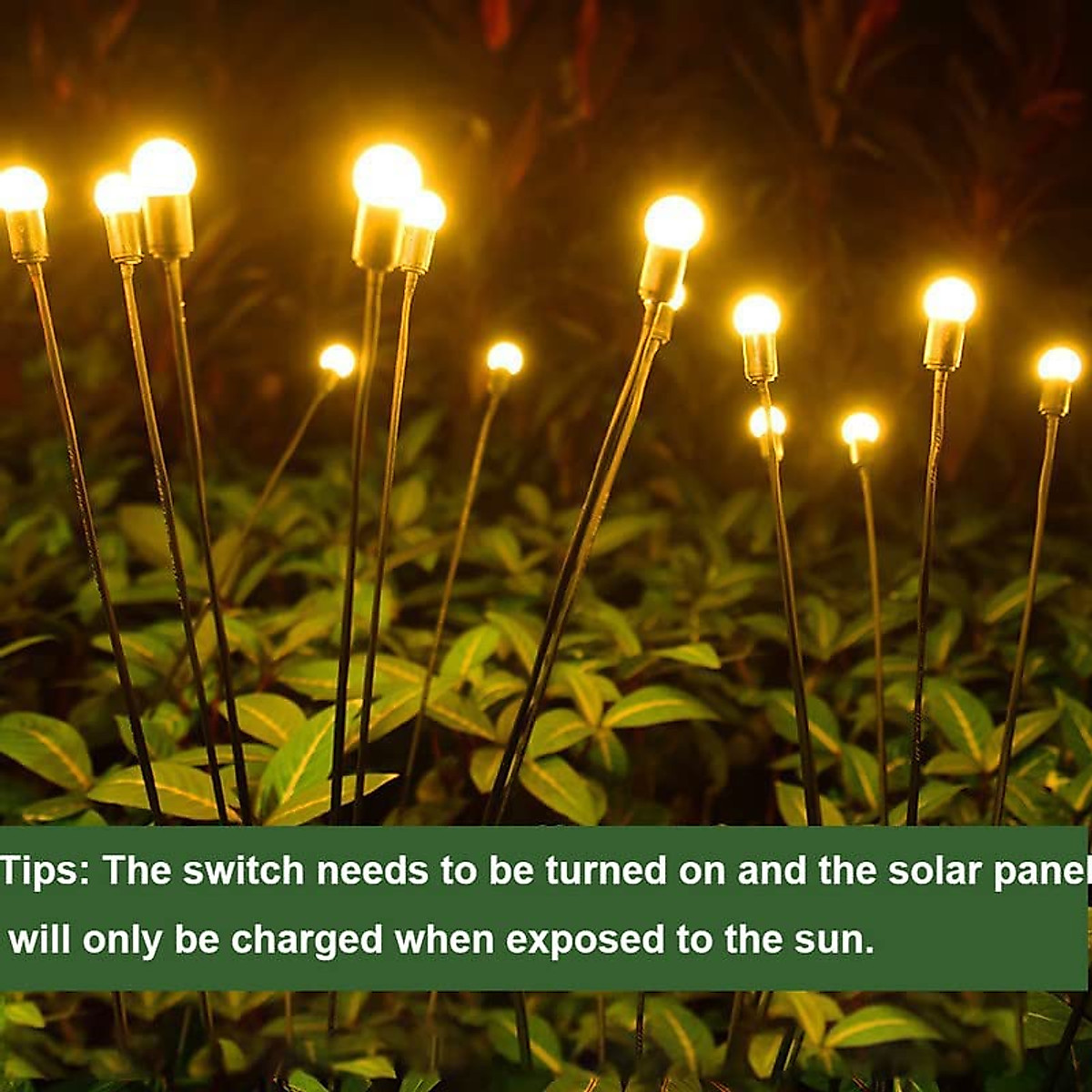 Beauty HAO 10 Head Solar Powered Firefly Lights 2 Pack, LED Waterproof Starburst Swaying Garden, When Wind Blows Decorative String Lights(Warm White)