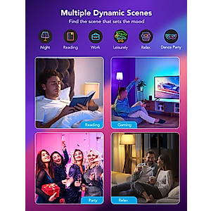 Govee Smart Light Bulbs, WiFi & Bluetooth LED Light Bulbs, RGBWW Color Changing Light Bulbs, 54 Dynamic Scenes, Music Sync, 16 Million DIY Colors Dimmable, Work with Alexa & Google Assistant, 2 Pack