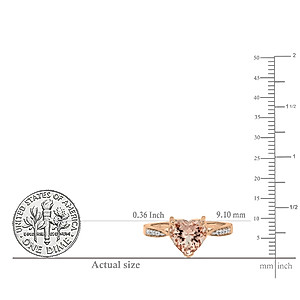Dazzlingrock Collection 14K Heart-Shaped Morganite & Round Diamond Bridal Promise Engagement Ring, Rose Gold, Size 4.5