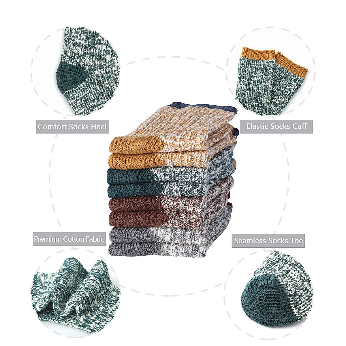 DICCO Baby Boys Girls Socks Thick Warm Thermal For Kid Child Toddlers Knit Cotton Winter Crew Socks Gifts 4 Pairs, 1-3T