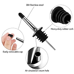 Ruisita 6 Pack Fruit Juice and Liquor Pour Bottles Bar Juice Containers Plastic Pour Bottles with Stainless Steel Bottle Pourer Tapered Spout for Liquor Juice Store (34 Ounces, Multicolor)