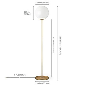 Theia Globe & Stem Floor Lamp with Plastic Shade in Brass/White