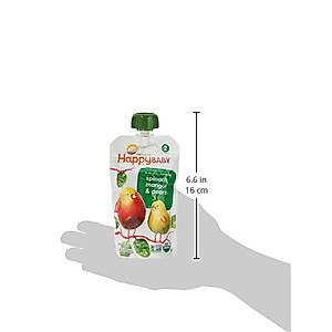 Happy Baby Organic Stage 2 Baby Food Simple Combos Pear Mango Spinach, 4 Ounce Pouch (Pack of 8) Resealable Baby Food Pouches, Fruit & Veggie Puree, Organic Non-GMO Gluten Free Kosher