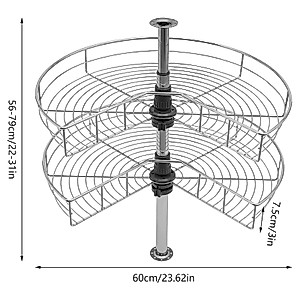 KIOPOWQ Corner Shelf, 23.62'' 2 Tier Lazy Kitchen Base Cabinet Corner Organizer, 270° Rotating Blind Corner Wire Kidney Shaped Cabinet Mounted