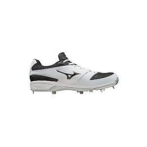 Mizuno Men's Dominant IC Baseball Shoe, White/Black, 7 D US