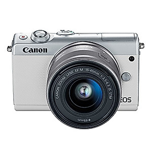Canon EOS M100 Mirrorless Camera w/ 15-45mm Lens & 55-200mm Lens - Wi-Fi, Bluetooth, and NFC Enabled (White)