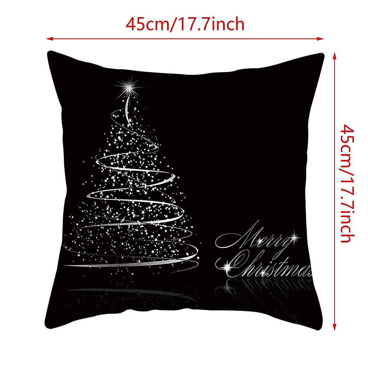 Akabsh Peach Skin Pillowcase Cushion Cover,Throw Pillow Cover for Bed Sofa Chair Cushion Cases, Christmas Tree Happy Holiday Blessing Gift Throw Pillow Cover Cushion Case 17.8" x 18"