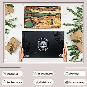 DESIGNIUM Handmade Olive Wood Cheese Board with Resin, Charcuterie Boards & Serving Tray, Wooden Epoxy Serving Board, Chopping and Cutting Board for Meat Vegetable & Fruit, Premium Gift for Kitchen