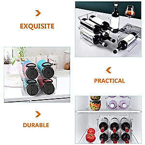 BESTonZON 2 Pack Plastic Water Bottle Organizer, Stackable Bottle Holder Storage Rack for Cabinet, Kitchen Countertop, Pantry Organization, Fridge, Free- Standing Cup Organizer Hold 4 Bottles, Clear