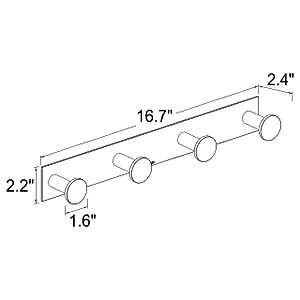 Ginger 2810Q/PC Surface Quadruple Robe Bath Towel Hook, Polished Chrome